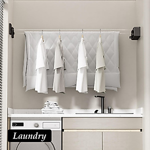 Danpoo Retractable Clothesline Outdoor/Indoor, Double Lines for Hanging Clothes with 13.8 Ft Steel Wire, Heavy Duty Clothing Line Wall Mounted, Black