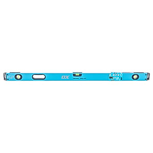OX Tools OX-P024412 Professional Box 4ft Spirit Level, with Rubber Grip, All Aluminum Construction, Non Magnetic 4 Foot Level, Rubberized Soft grip Thru Handle, Magnified Vials. 48 Inch Level