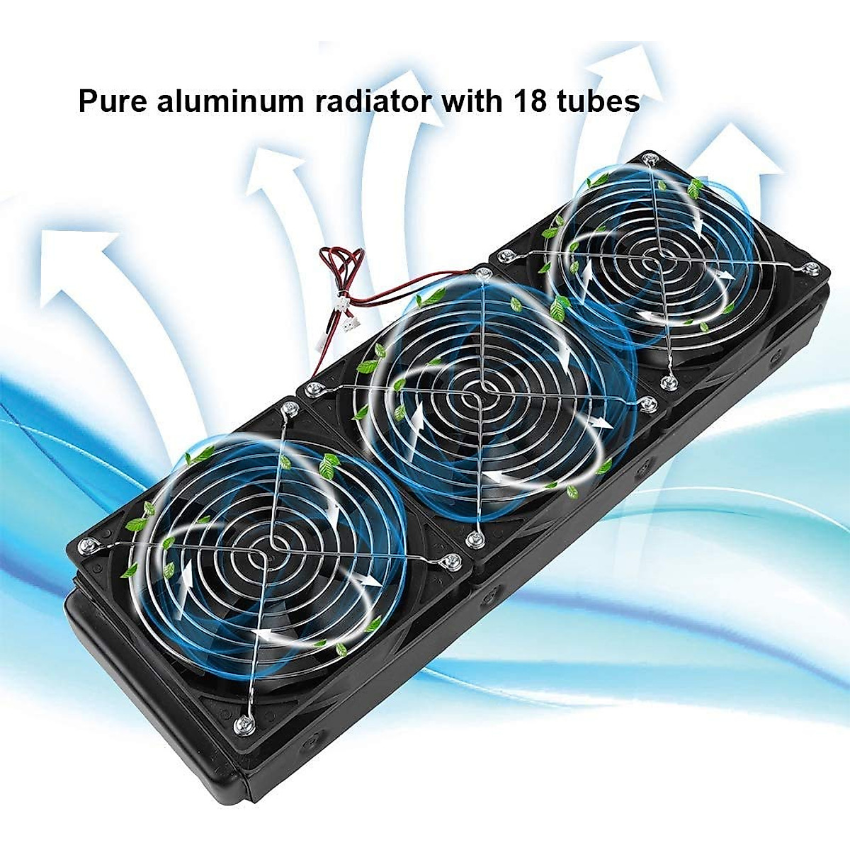 ASHATA CPU Water Cooling Radiator 18 Pipe Aluminum Heat Exchanger for Computer PC CPU Water Cool System, Water Cooling Drain Row with Fan Radiator, 120mm x 360mm