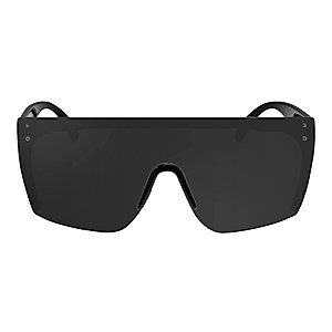 FLAWLESS EYEWEAR Rimless Oversized Sunglasses – Rad Retro Style – Sunglasses for Men and Women – Mirror Vision Glasses – Protective Sun Glasses – Unisex Design – Oversized & Flat Top Style (Black)