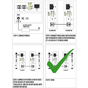 Single Mode SC WDM Single Fiber Bi-Di Gigabit Media Converter - Built-In Fiber Module 20km (12.42 miles) – to UTP Cat5e Cat6 10 100 1000 RJ-45 – Auto Sensing Gigabit or Fast Ethernet Speed -1 pair
