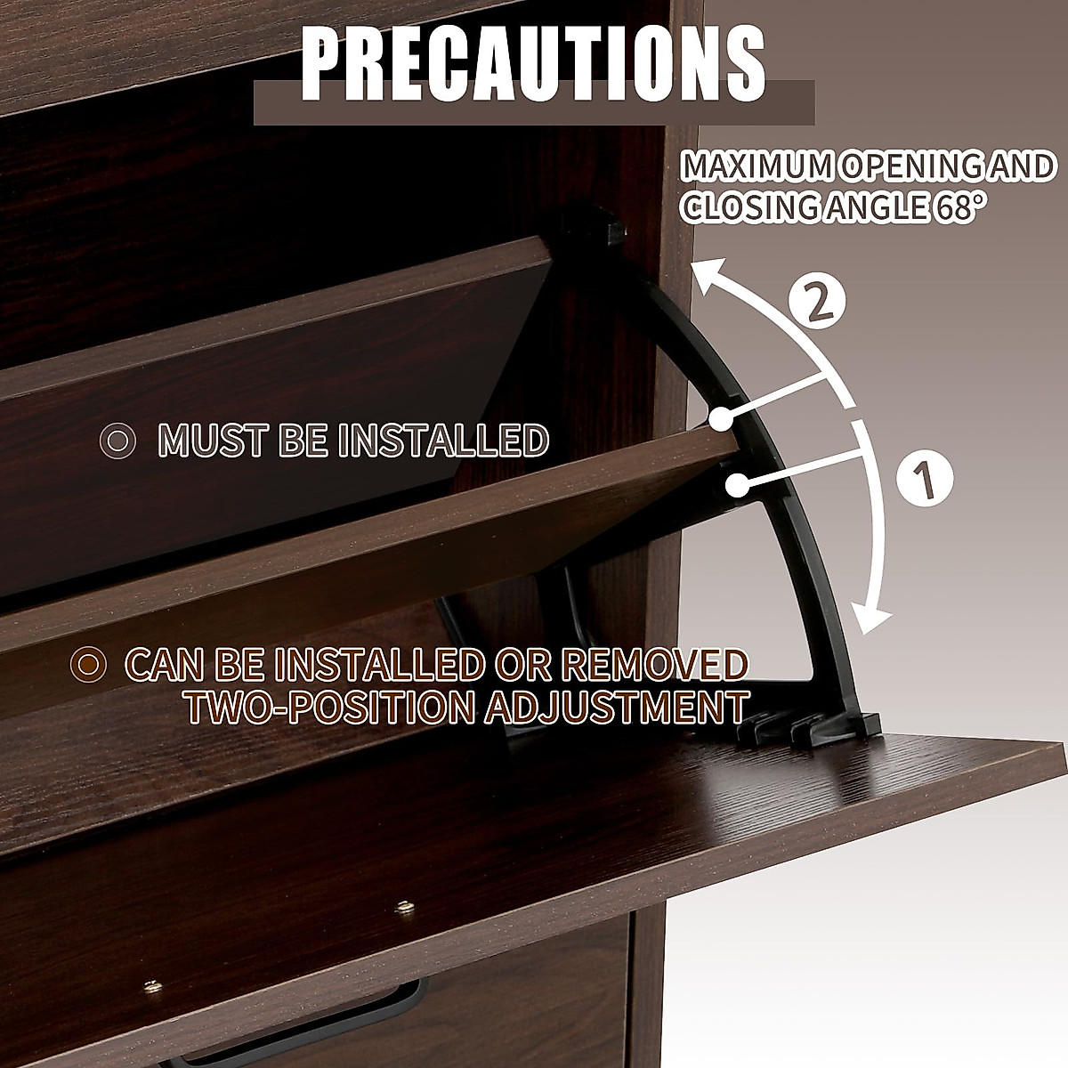 KUMIUNION Shoe Storage Cabinet with 3 Flip Drawers, Freestanding Storage Racks for Entryway Hidden Narrow Shoe Organizers Perfect for Heels, Boots, Slippers, Walnut Brown