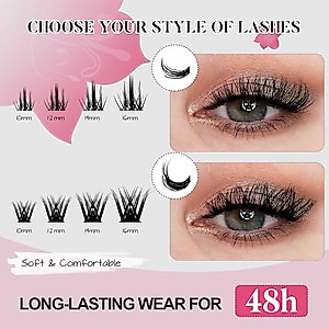 Fowendia Lash Extension Kit Lash Clusters DIY Eyelash Extension Kit with 10-16mm Individual Lashes D Curl Lash Bond & Seal and Remover Lash Applicator for Eyelash Extensions Beginners(F01,Kit)