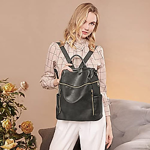 Makes Backpack Purse for Women, PU Leather Travel Satchel Handbag, Convertible Design Bag with Purse, 2 Piece(Black)