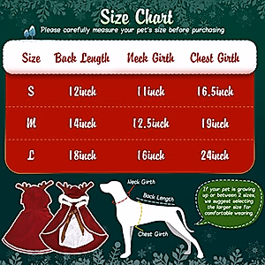 Dog Christmas Costume, Nobleza Pet Santa Reindeer Cape Outfit with Elk Antlers Hat, Soft and Thick Red Polar Fleece Cat Xmas Cloak Clothes for Cats and Large Dogs Holiday Cosplay Party