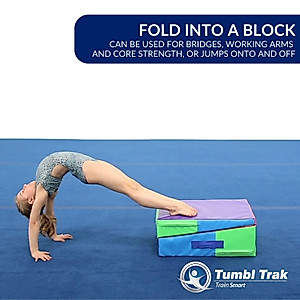 Tumbl Trak Folding Mini Ramp, Primary Rainbow, 4 ft x 18 in x 8 in