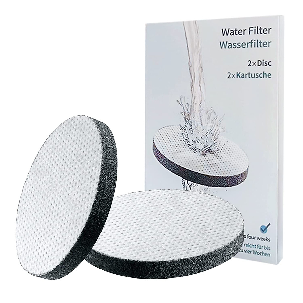 Micro Disc Water Filter Discs for Brita Fill and Go Water Filter Bottles Carafes, Reduce Chlorine, Microparticles and Other Impurities (Pack of 4)