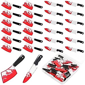 CCOZN 24 Pcs Fake Knife Charms, Halloween Pendant Mini Acrylic Knives Beads for Women DIY Jewelry Making Crafting Halloween Charms with Box, 2 Styles