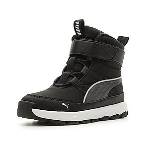 PUMA Kids Evolve Boot Alternative Closure Snow Shoe, Black-Strong Gray White, 10 US Unisex Toddler