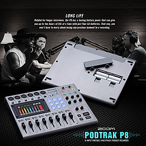 Zoom PodTrak P8 Portable Multitrack Recorder Perfect for Podcasting, Twitching and More in Premium Accessories Bundle with x4 Stereo Headphones, x4 Microphones, Batteries Cleaning Kit & More
