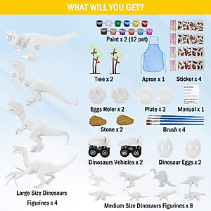 Dinosaur Painting Kit, 36Pcs Kids Crafts and Arts Set, Animal Toy Art and Craft Supplies for Boys Girls Age 5+ Years Old Kid Fun DIY Creative Party Favors Christmas Birthday Gift Paint Dinosaur Set