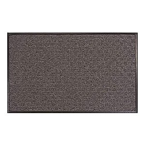 Amazon Basics Molded Carpet & Rubber Commercial Scraper Entrance Mat Parquet Pattern, Charcoal, 2 x 3
