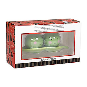 Peas in a Pod Green Ceramic Magnetic Salt and Pepper Shakers 3 Piece Gifting Boxed Set