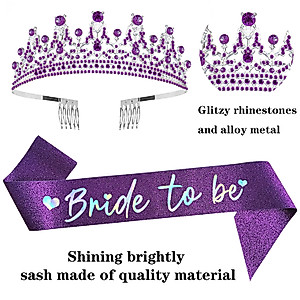 Bride to Be Tiara and Sash Party Kit Bridal Shower Tiara Women Party Favors Supplies Decorations Purple