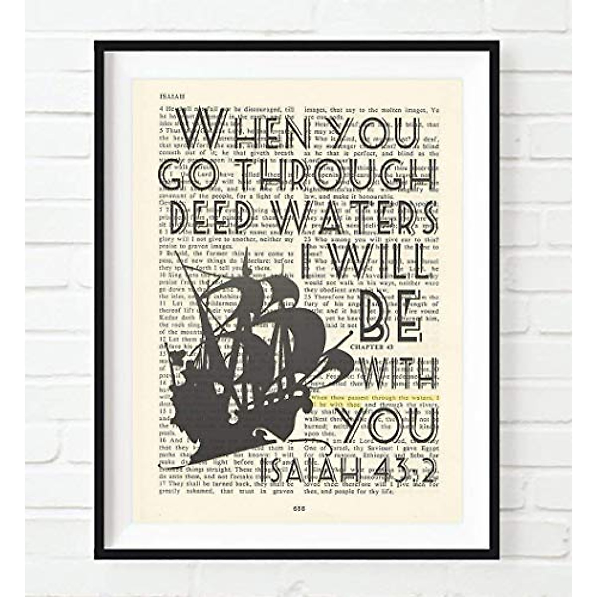 Nautical Bible Verse Christian Art Prints, Set of 4, Isaiah 43:2, Isaiah 46:4, Psalm 93:4, Hebrews 6:19, Unframed, Bible Verse Scripture Wall Decor Poster, 8x10 Inches