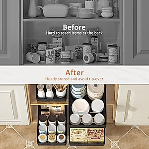 4 Pack Pull Out Cabinet Organizer, Slide Out Drawers for Kitchen Cabinets, Under Sink, Pantry, Bathroom, Cabinet Pull Out Drawers Shelves with Adhesive Nano Film Fixed and Slide Out Rails