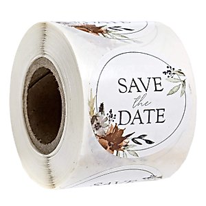 Indie Autumn Floral Save The Date Stickers / 1.5" Fall Wedding Labels / 250 Watercolor Engagement Stickers