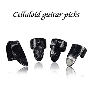 Guitar Slide, Set of 2 Glass Slides, 1 Steel Guitar Slide for Electric and Acoustic, 4 Finger Picks with Portable Box for Guitar and Bass, Medium (6 cm)
