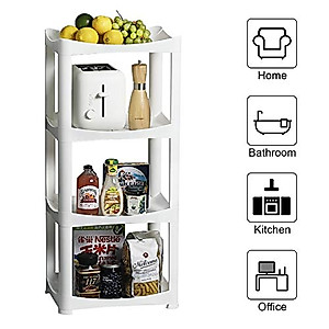 Fedicelly Bathroom Shelf Storage Shelving Unit,Standing Plastic Storage Cart Organizer Rack,Stackable 4 Tier Corner Display Rack for Kitchen Laundry
