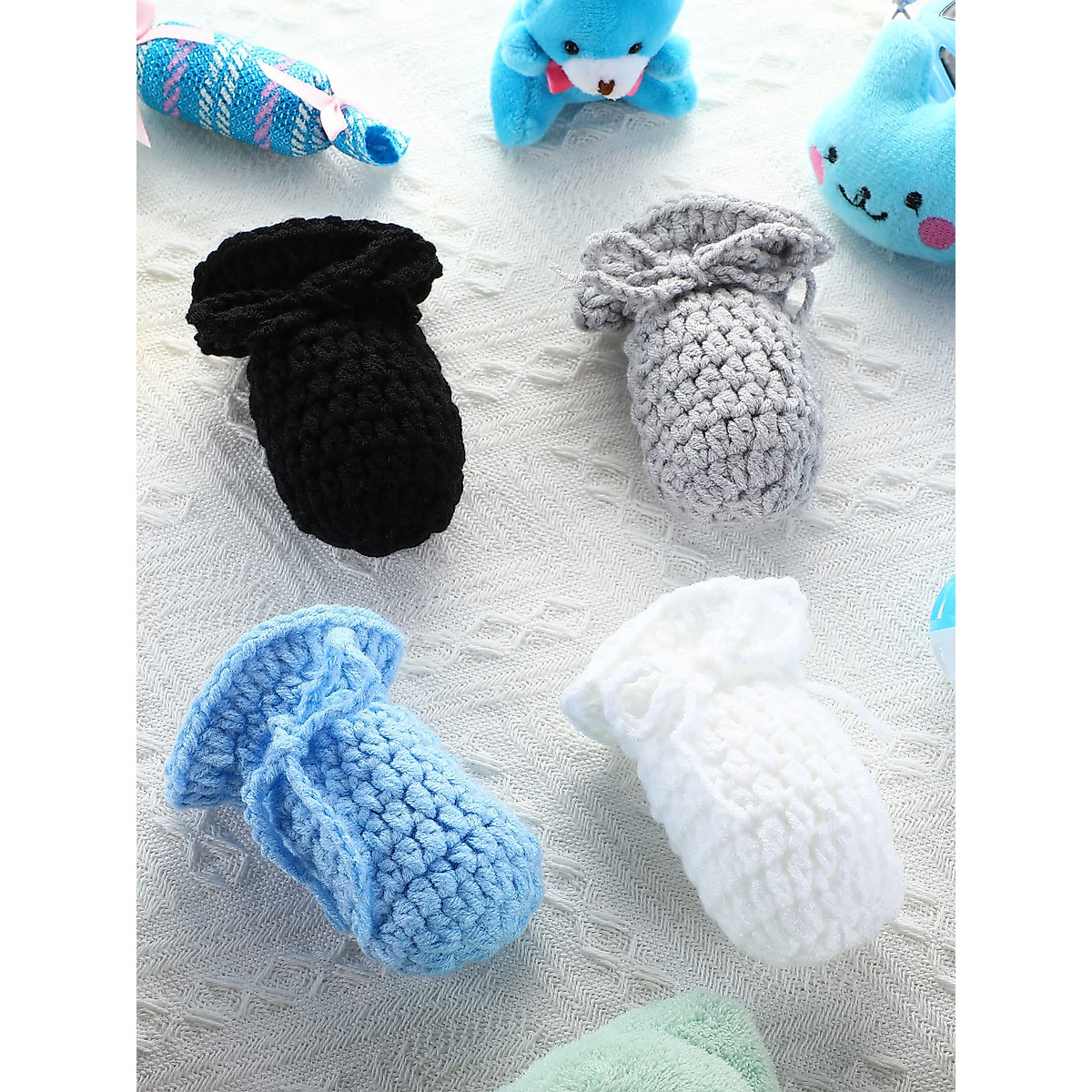 4 Pairs Winter Baby Mittens Crochet Baby Mitten Warm No Scratch Knitted Toddler Gloves Infant Newborn Accessories for Baby Boys Girls