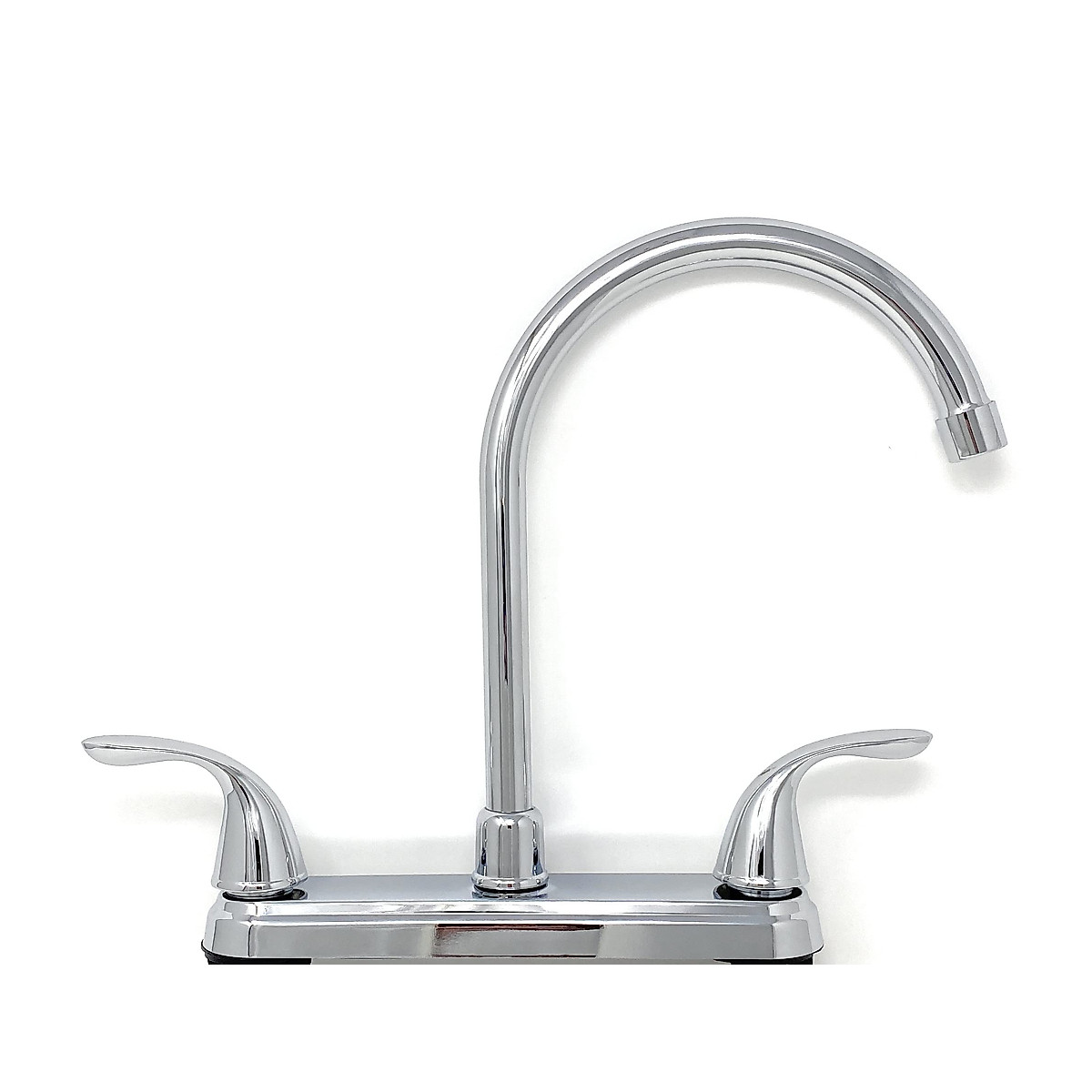 Chromed Surface 8" Two-Handle Tall Stainless Steel Spout Kitchen Faucet [925LF8] ADA, 8-Inch Center Hole Metal Body HI Rise Spout NO Lead