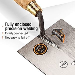 KSEIBI 281380 Narrow Bucket Brick Trowel Wooden Handle Square Tip Bricklaying Trowel (8Inch)