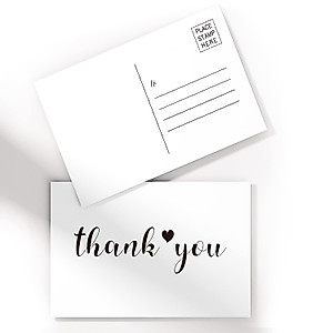 50 Thank You Postcards - Blank with Mailing Side, Thank You Cards for Weddings, Receptions, Baby or Bridal Showers, Birthdays, Graduations, Parties, Celebrations, or Special Events,4 x 6 Inches.