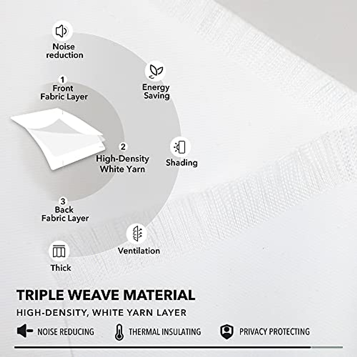 Deconovo Pure White Curtains for Living Room, Back Tab and Rod Pocket Curtain for Bedroom 84 Inches Long, 52x84 Inch, 2 Panels