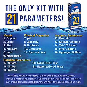 New 21 in 1 Water Testing Kits for Drinking Water - Home & Well Water Testing Kit for Hardness, Lead, Chlorine - Hard Water Test Kit for Tap, Pond, Pool, House - Funky Strokes Water Tester pH Strips
