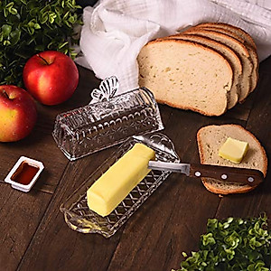 Bezrat Glass Butter Dish | Premium Butter Dish with Lid and Easy Grip Handle | Easy to Use and 100% Food Safe - Dishwasher Safe | Butterfly Addition