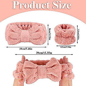 3 Pieces Face Wash Headband and Wristband Set, Spa Headband Makeup Skincare Headbands Wrist Towels Wrist Bands for Washing Face (Pink)