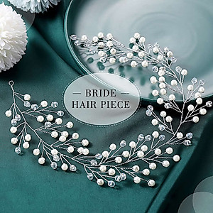 Yean Babys Breath Hair Piece Wedding Hair Vine Silver Rhinestone Headband Bridal Branch Crystal Wreath Crown Bridal Flower Vine Accessories for Bride and Bridesmaid (Silver)