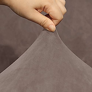 LIPOR Set of 4 Stretch Velvet Taupe Shell Chair Cover Mid Century Modern Dining Room Chair Slipcover Armless Accent Chair Cover Chair Protector Cover for Home Living Room Kitchen Office (Taupe, 4PCS)