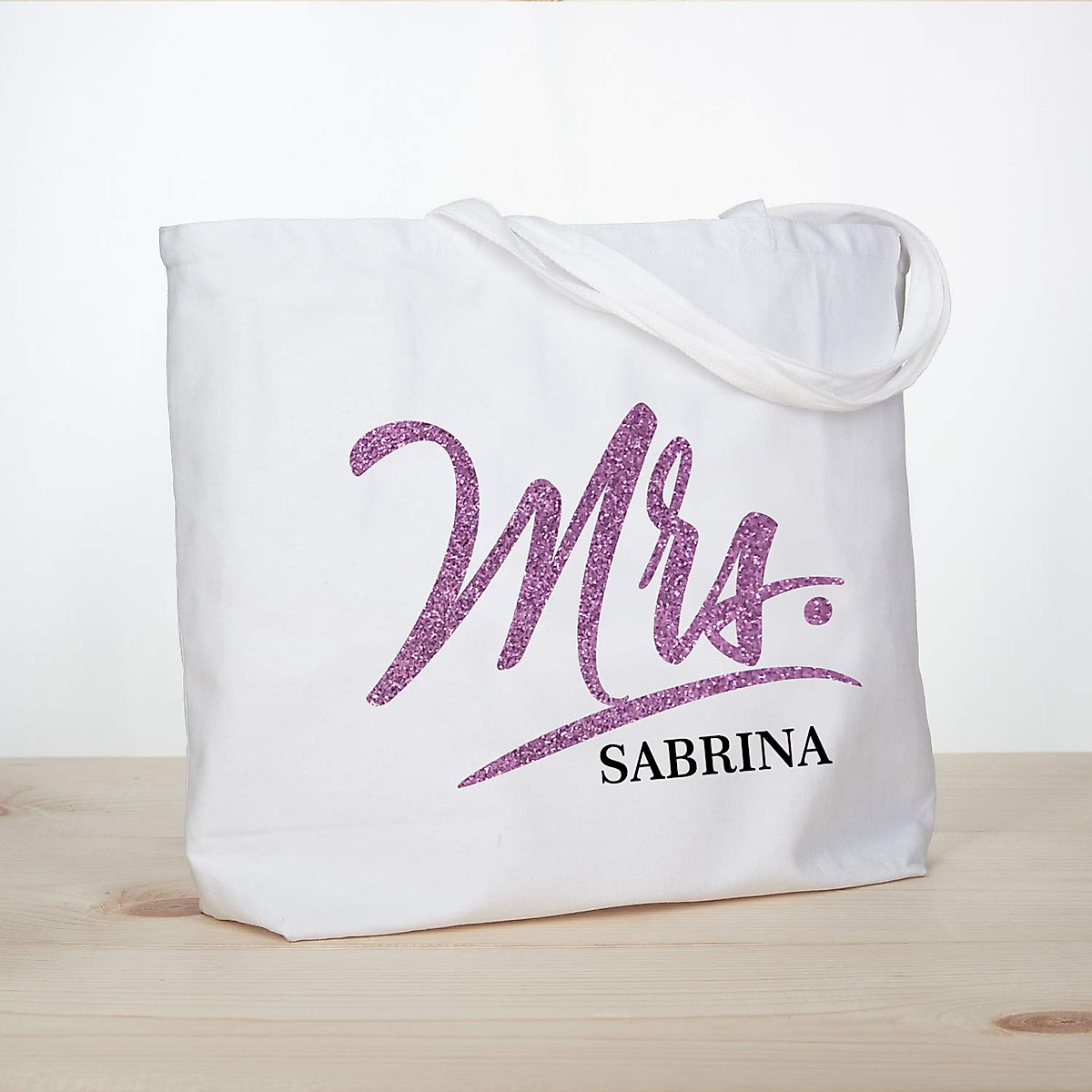 ELEGANTPARK Future The Mrs. EST. 2023 Personalized Bride Tote Wedding Bachelorette Bridal Shower Gifts Large Shoulder Bag Black with Champagne Glitter