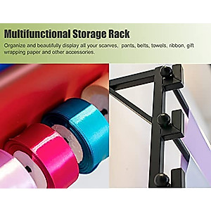 CYNN Black Multi-Purpose Stand Holder for Ribbon, Flower Wrapping Paper, Silk Scarf, Shawl, Pants, Wall Mounted 10 Layer Metal Storage Organizers for Clothing Store/Family (Size : 70x20x120cm)