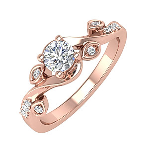 1/5 Carat Diamond Engagement Rings in 10K Rose Gold (Ring Size 10)