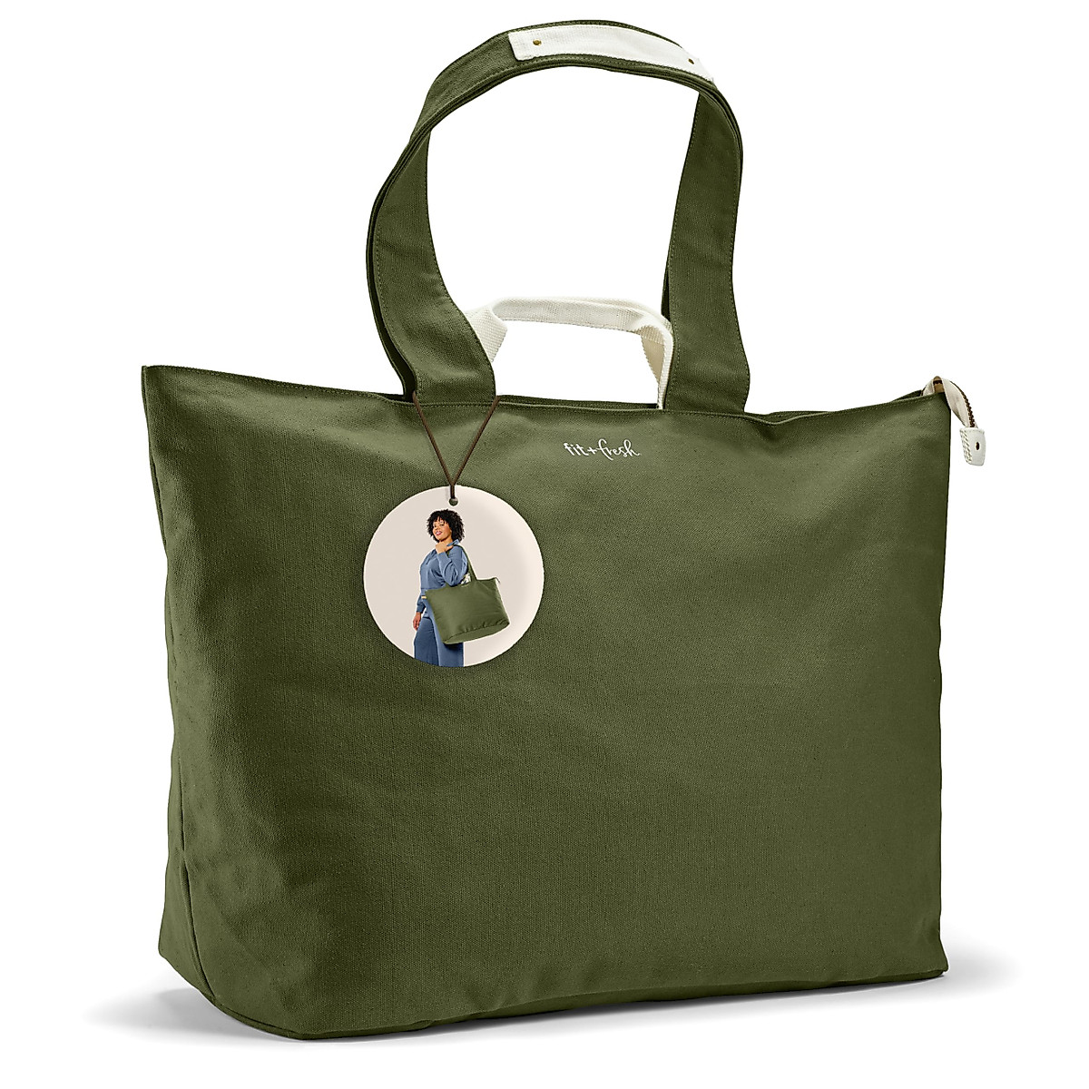 Foundry by Fit + Fresh, All The Things Tote Bag, Luggage, Travel Duffle Bag, Weekender Bags for women, and Beach Bag, Olive