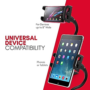 Macally Adjustable Gooseneck Tablet Holder & Phone Clip - Works with Phones & Tablets up to 8” - Flexible Phone Holder & Tablet Mount with Clip On Clamp for Desks up to 1.75” Thick (CLIPMOUNT),Black