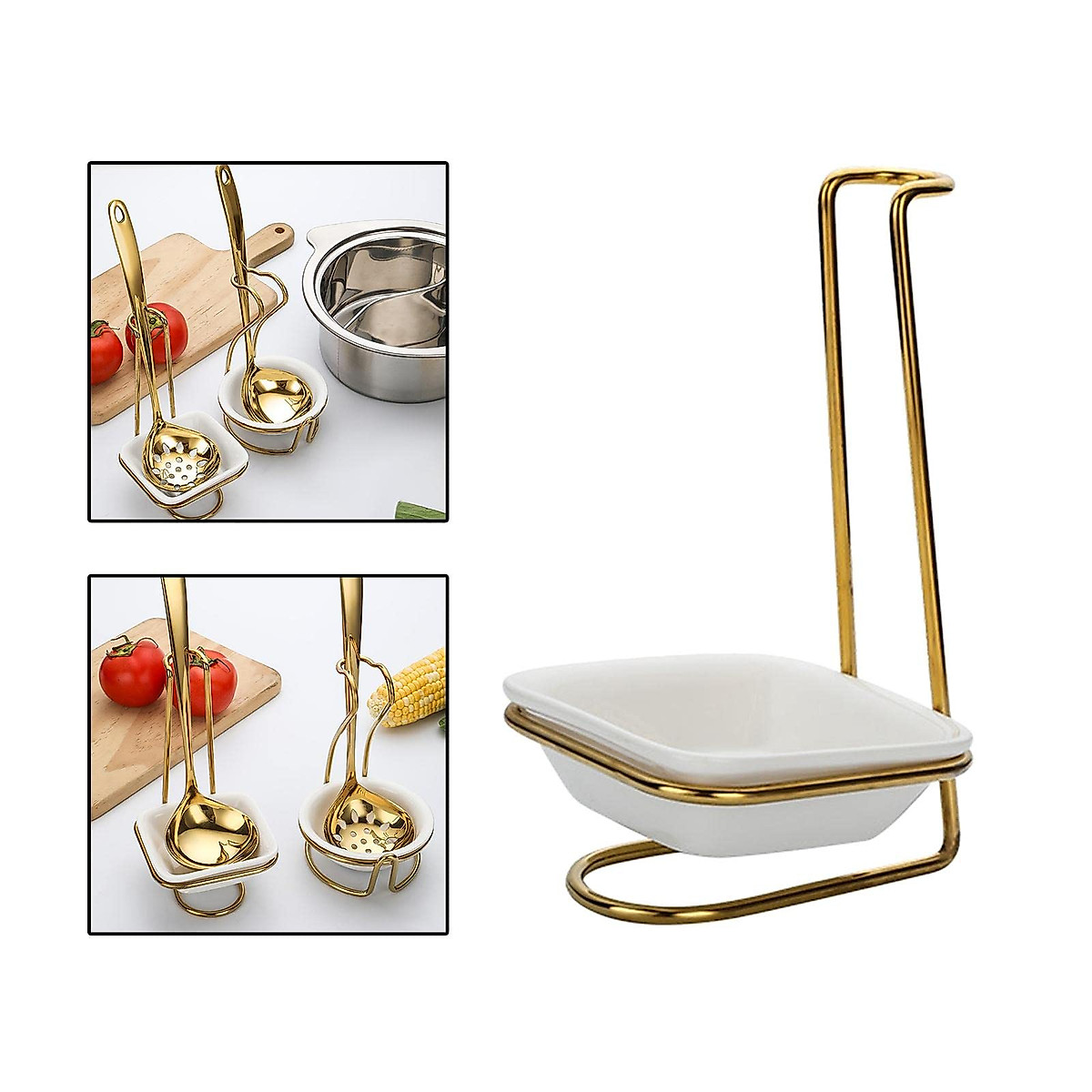 IEUDNS Upright Ladle Holder, standing spoons Rest, Kitchen Gadget Portable Spoon Rest Holder, Soup Ladles Holders for Food, Restaurant Counter, single square