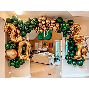 Kelfara Green Gold Balloons 50Pcs 12 inch Metallic Gold Confetti Latex Balloon Kit with Gold Ribbons for Christmas Birthday Party Bridal Shower Wedding Engagement Anniversary Prom Decorations