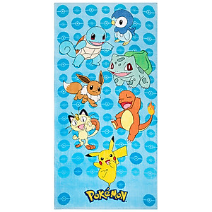 Franco Kids Super Soft Cotton Beach Towel, 58 in x 28 in, Pokemon