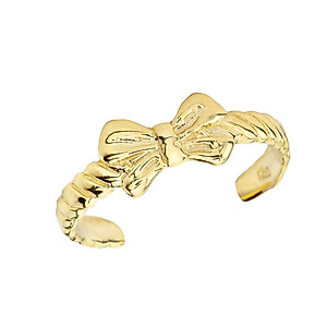 Fancy 10k Yellow Gold Bow Tie Toe Ring
