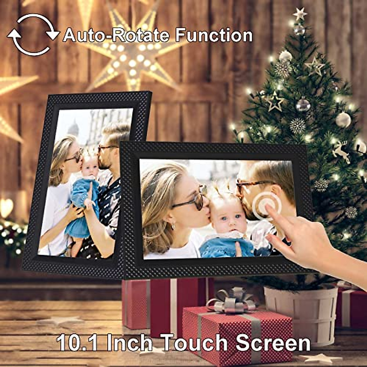Frameo Digital Photo Frame WiFi 10.1 inch Display IPS 1280 * 800 Touch Screen Digital Picture Frame 16GB Instantly Share Photos and Video via Frameo App for Friend Gift Black