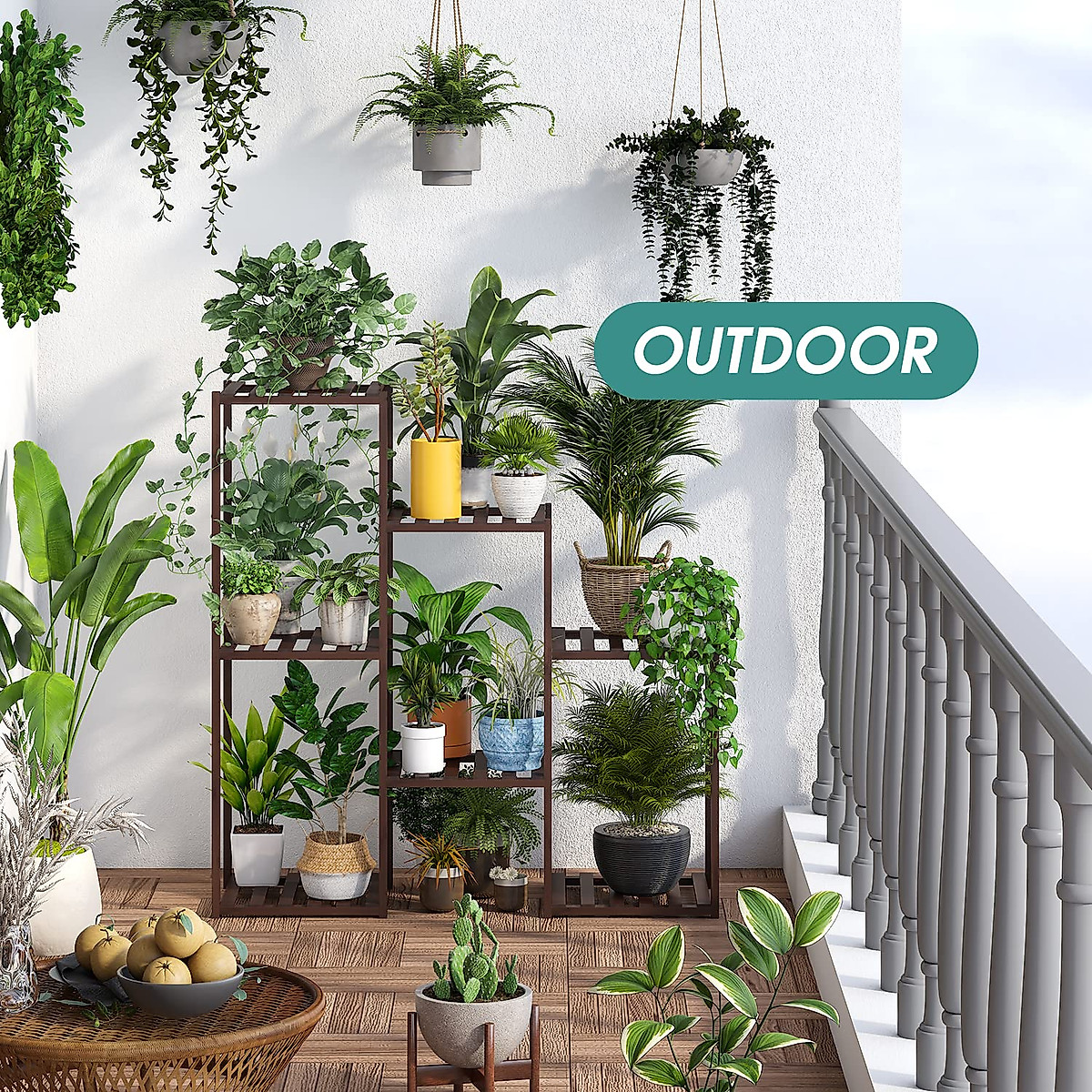 Bamboo Plant Stand Indoor Plants Multiple Plant Stands Wood Outdoor Tiered Plant Shelf for Multiple Plants, 7 Potted Ladder Plant Holder Table Plant Pot Stand for Window Garden Balcony Living Room