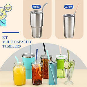 12-Pcs Reusable Metal Straws with Silicone Tips, Stainless Steel Drinking Straws with 3 Cleaning Brushes & 1 Portable Bag- Perfect for 30 oz and 20 oz Tumblers