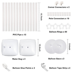 Pllieay 6.5 Feet Tall Balloon Arch Stand with Base, 2 Set 78.7 Inch Balloon Column Stand Kit with Base and Balloon Glue Point, Balloon Tower for Wedding, Birthday and Party Decoration