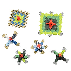 Plus Plus Learn to Build Set, 240 Mini Interlocking Building Blocks, 3D Puzzle Stem & Art Kit Playset - Spinning Tops