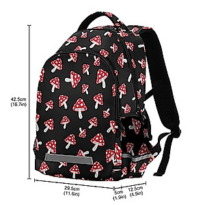 JHKKU Mushroom Print Backpack for Girls Boys School Bags Teen Personalized Bookbag, Lightweight Laptop Bag Travel Backpacks