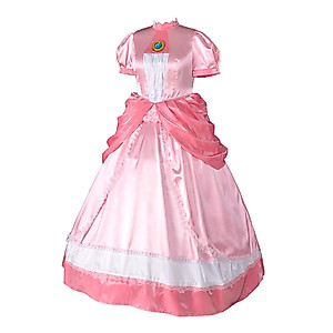 miccostumes Women's Costume Princess Cosplay Dress Deluxe Full Set with Crown Petticoat Earrings and Gloves(1X/2X, Pink)