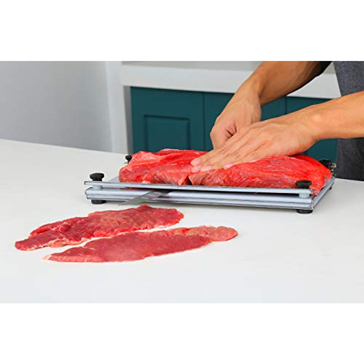 shop-ezy Meat slicer Stainless Steel Jerky Maker Cutting Board With 10-Inch Professional Slicing and Carving Knife
